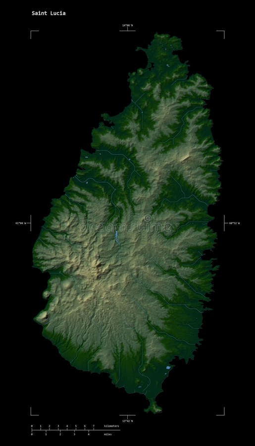 Saint Lucia Shape on Black. Physical Stock Illustration - Illustration ...