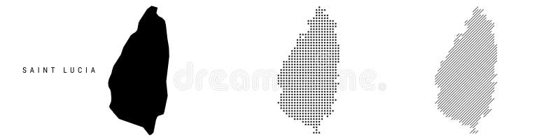 Saint Lucia Silhouette Map and Two Patterns of Dots and Slanted Lines ...