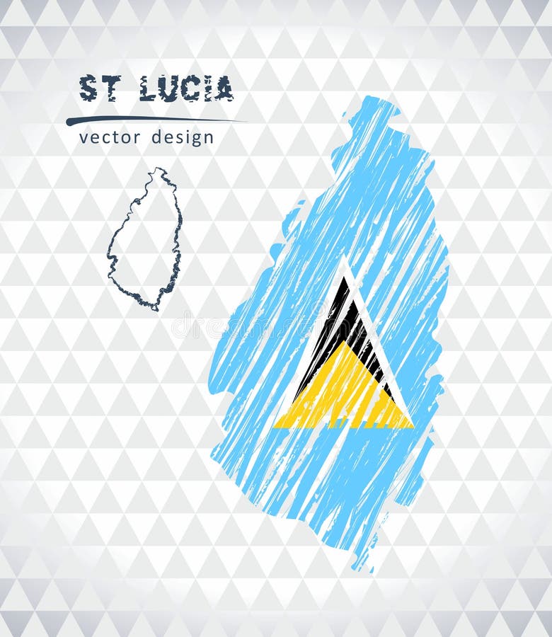 Saint Lucia Vector Map with Flag Inside Isolated on a White Background ...