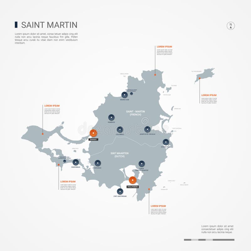 Saint Martin Infographic Map Vector Illustration. Stock Vector ...