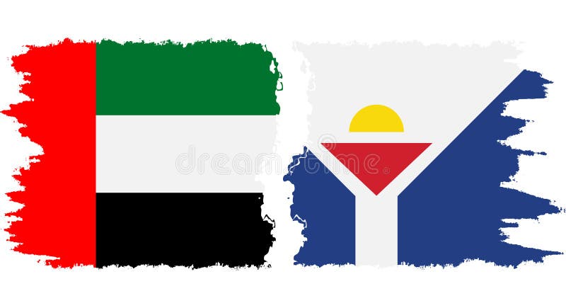 Saint Martin and United Arab Emirates Grunge Flags Connection Vector ...