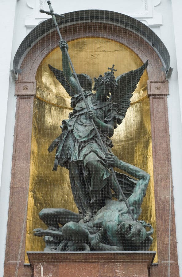 Saint Michael Defeats Satan Stock Image - Image of angels, christianity ...