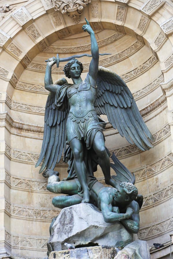 Saint Michael S Statue, Paris Stock Image - Image of france, outdoors ...