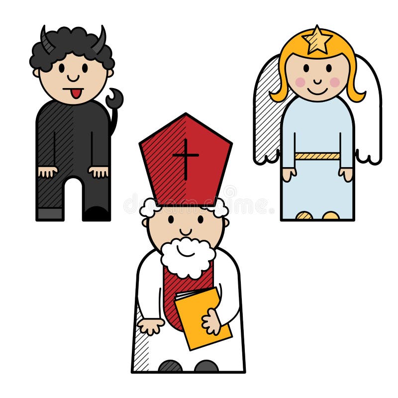 Saint Nicholas, Angel and Devil Stock Vector - Illustration of angel ...