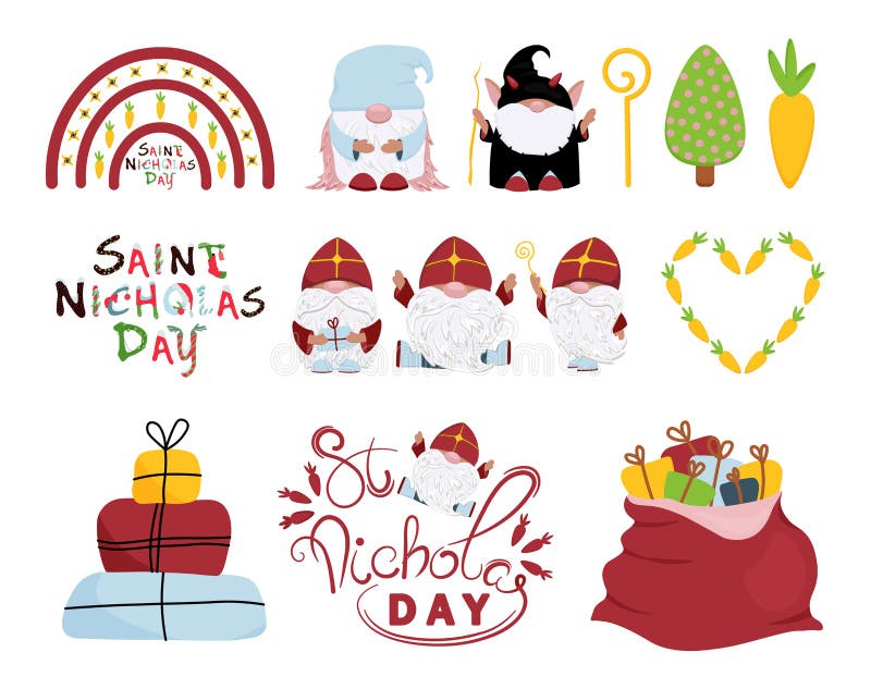 Saint Nicholas Day.Saint Nicholas Day Vector Elements Set Stock Vector ...