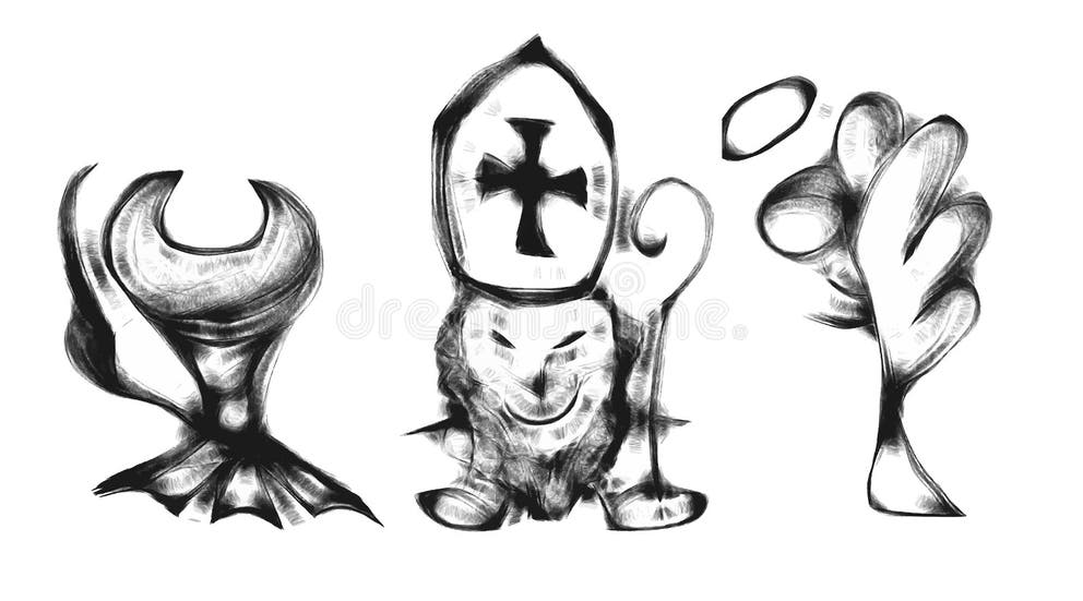 Saint Nicholas with Devil and Angel Stock Vector - Illustration of ...