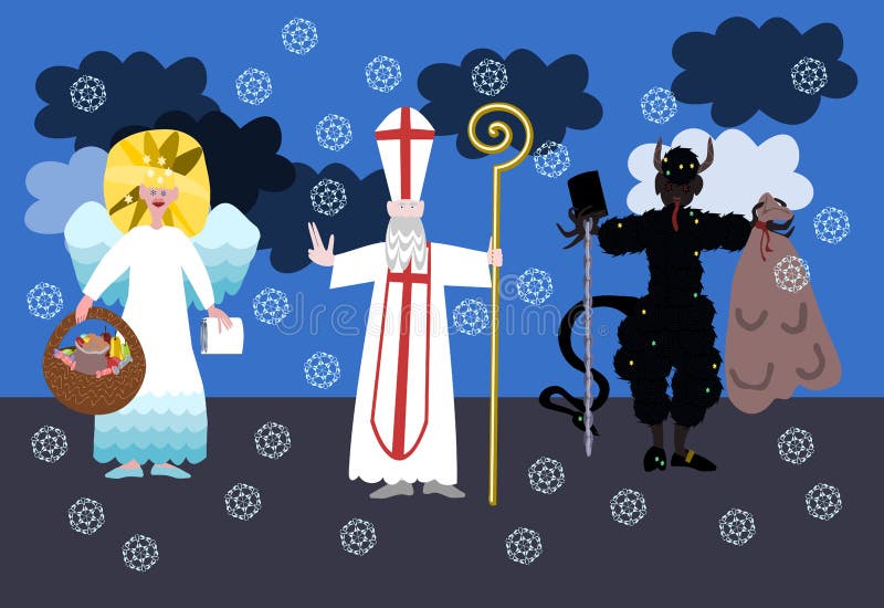 Saint Nicholas, Devil and Angel - Czech Christmas Tradition Stock ...