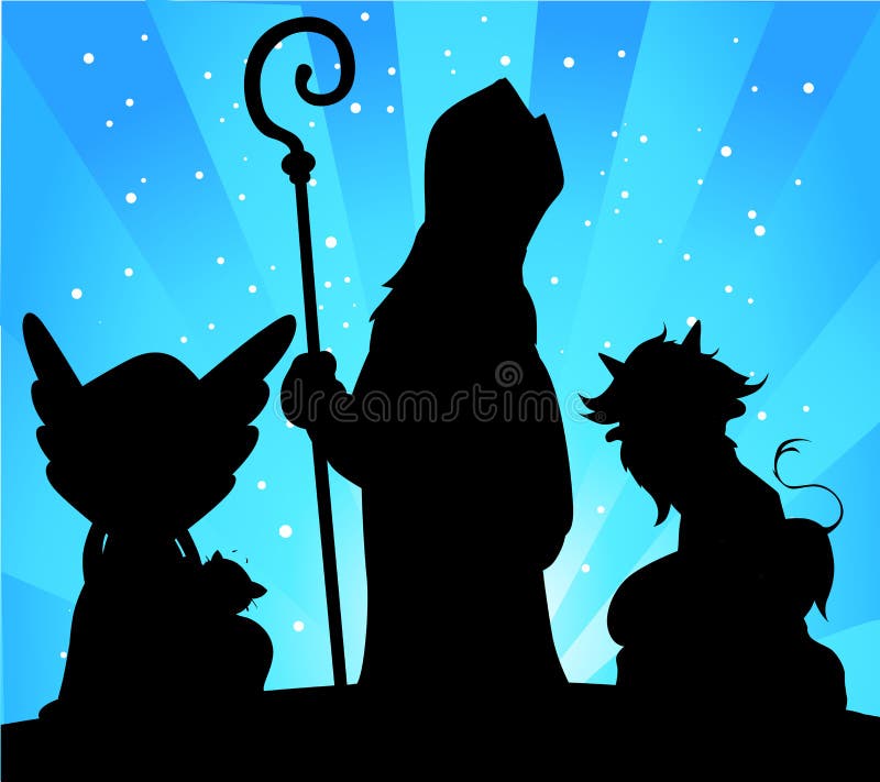 Saint Nicholas, Devil and Angel Silhouette Vector Stock Vector ...