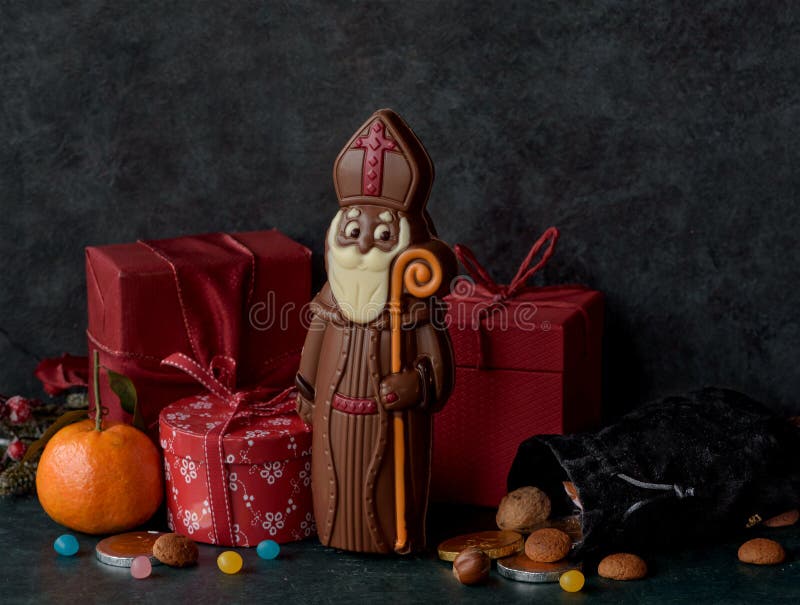 Saint Nicholas with gifts stock image. Image of gift - 163675675