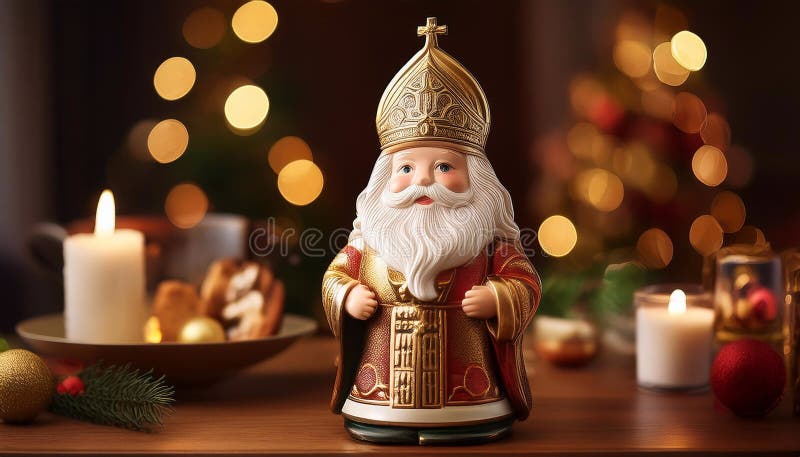 Saint Nicholas Poster Design with Christmas Theme Background Stock ...