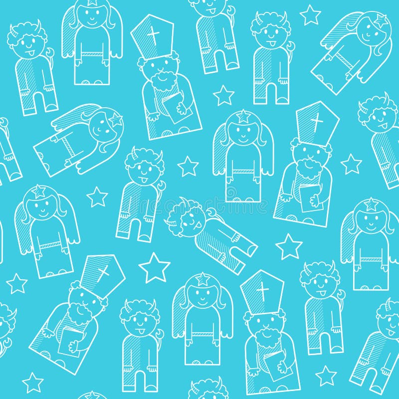 Saint Nicholas Seamless Pattern Stock Vector - Illustration of line ...
