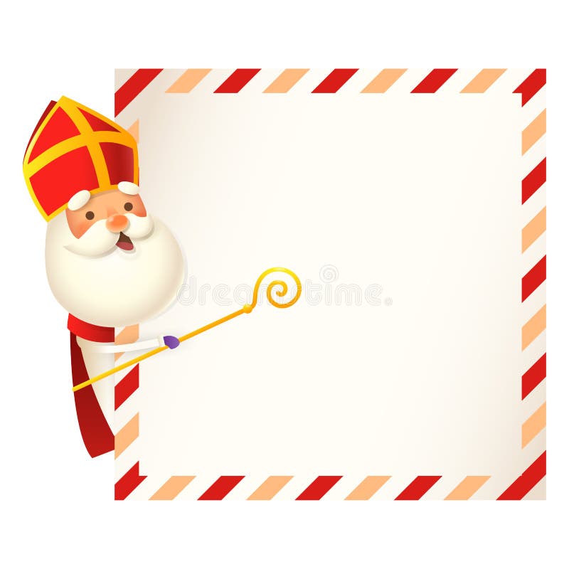 Saint Nicholas or Sinterklaas on Left Side of Greeting Card Template ...