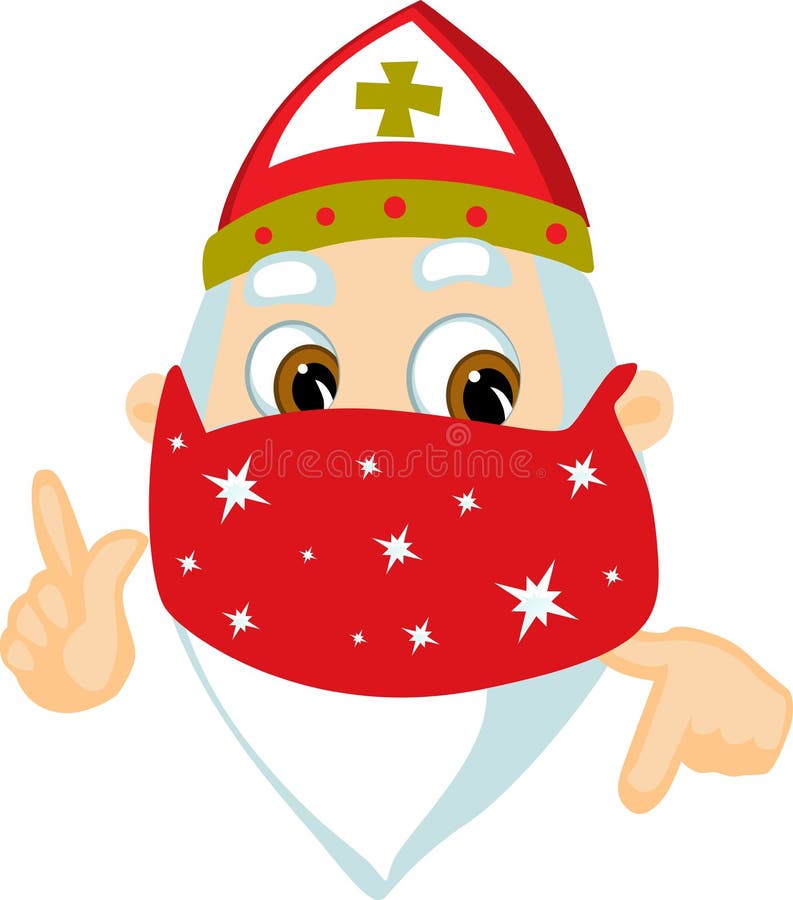 Saint Nicolas - with Face Protection Cartoon Vector Illustration ...