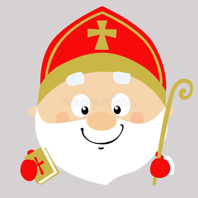 Saint Nicolas Emoticon Simple Icon Flat Design Vector Illustration ...