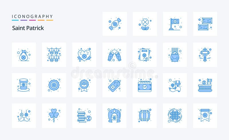 25 Saint Patrick Blue Icon Pack Stock Vector - Illustration of ...