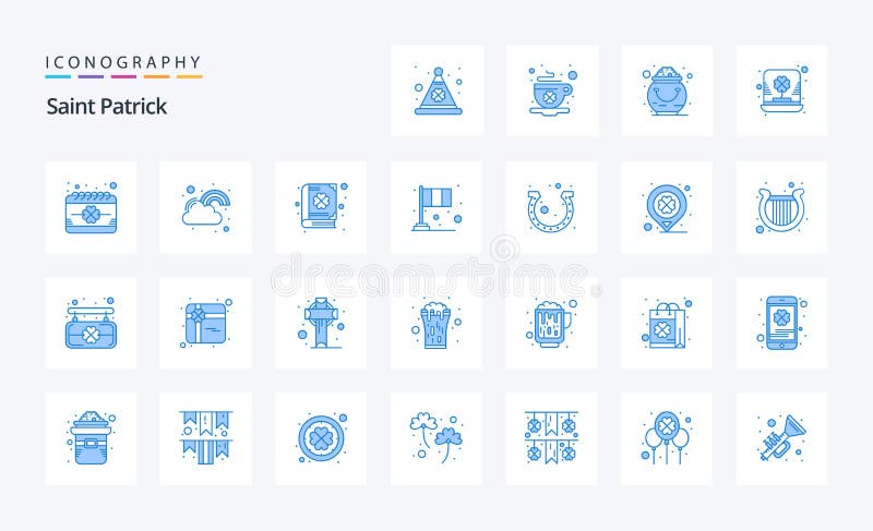 25 Saint Patrick Blue Icon Pack. Vector Icons Illustration Stock Vector ...