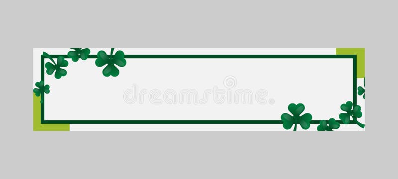 Saint Patrick Day Blank Frame with Clover Leaves Horizontal Banner ...