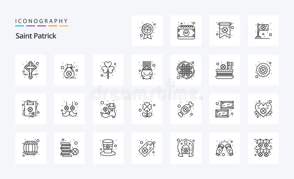 25 Saint Patrick Line Icon Pack Stock Vector - Illustration of fortune ...