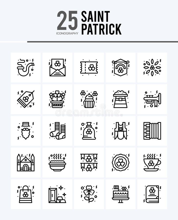 25 Saint Patrick Outline Icons Pack Vector Illustration Stock Vector ...