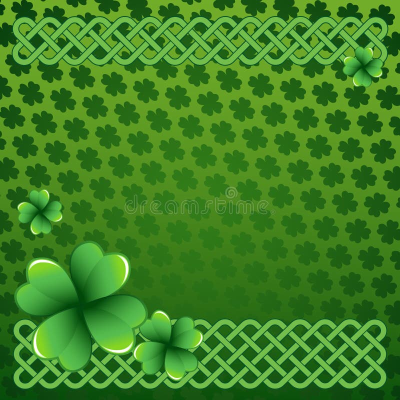 Saint Patrick`s Day Green Clover Background Stock Vector Illustration