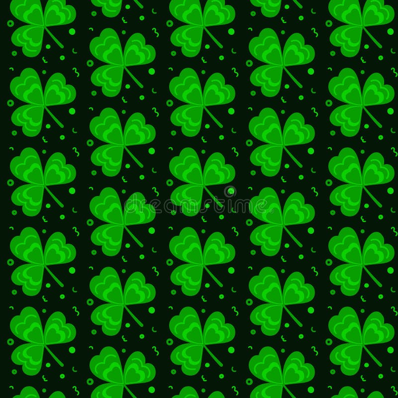 Saint Patrick S Day Background with Shamrock. Green Clover Leaves Seamless Pattern Stock Vector ...