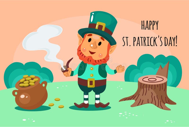 Saint Patrick S Day Cartoon Card Illustration Stock Vector ...