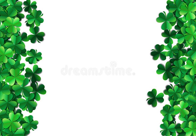 Saint Patricks Day Background With Sprayed Green Clover Leaves Or