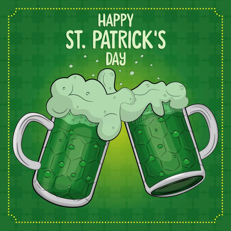 Saint Patricks Day Banner with Two Beer Mugs Stock Vector ...