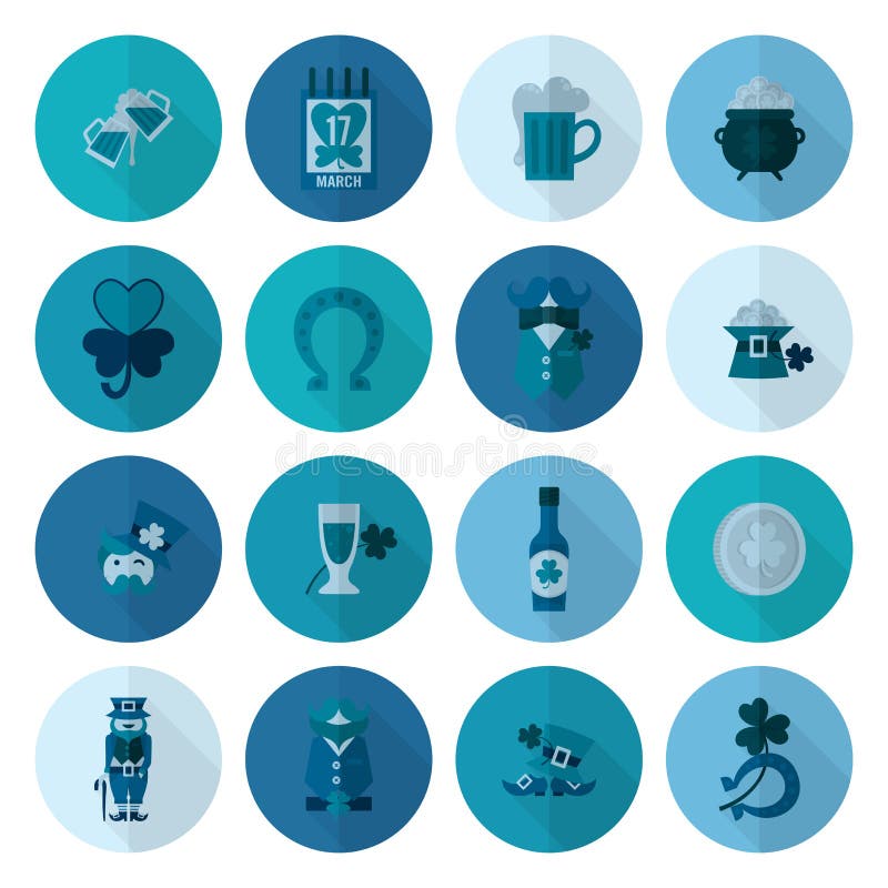 Saint Patricks Day Icon Set Stock Vector - Illustration of gnome, flag ...