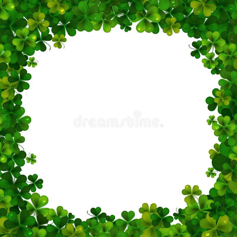 Saint Patricks Day Vector Background, Frame with Shamrock Leaves Stock ...