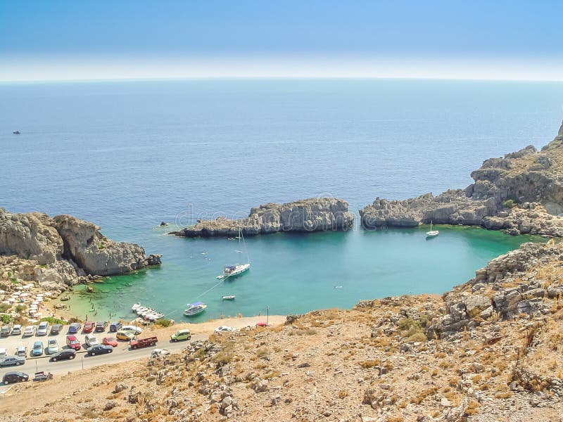Lindos Na Ilha Grega Do Rodes Foto Editorial - Imagem de paisagem ...