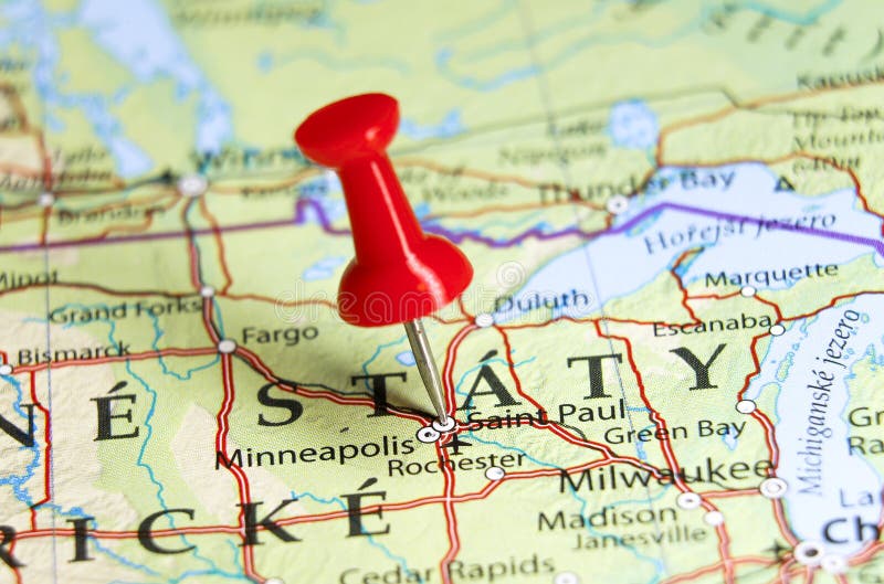 Saint Paul, Minnesota Pin on Map Stock Photo - Image of plan, close ...