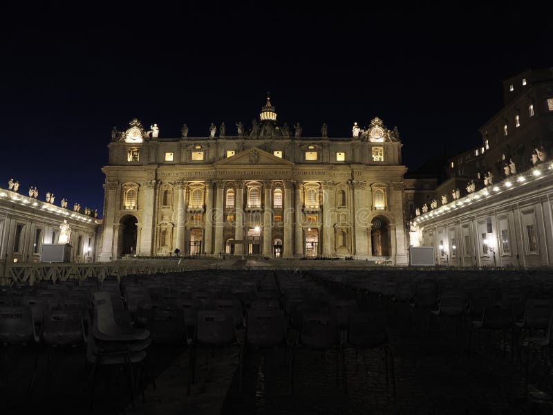 Saint Peter Basilica Rome View at Night Stock Image - Image of city ...