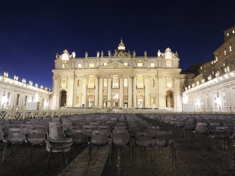 Saint Peter Basilica Rome View at Night Stock Photo - Image of basilica ...