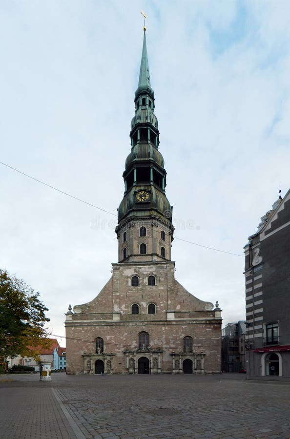 Saint Peter Church at Riga Old City Stock Photo - Image of light, hall ...