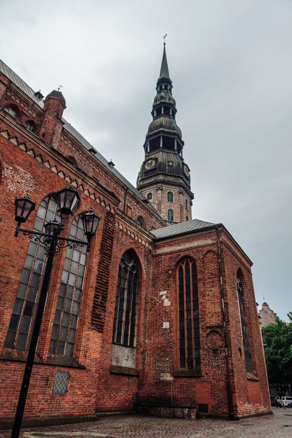 Saint Peter Lutheran Church on the Old Town in Riga. Stock Photo ...