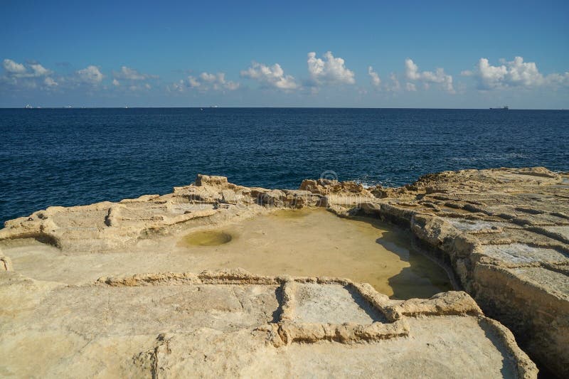 Saint Peter Pools Malta Rock Formation Hole on Rocks Stock Image ...