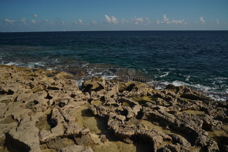 Saint Peter Pools Malta Rock Formation Hole on Rocks Stock Photo ...