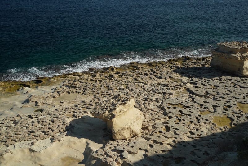Saint Peter Pools Malta Rock Formation Hole on Rocks Stock Image ...