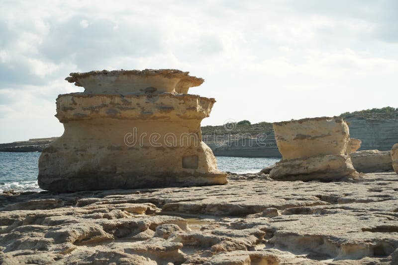 Saint Peter Pools Malta Rock Formation Hole on Rocks Stock Image ...