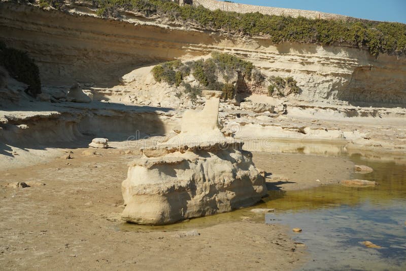 Saint Peter Pools Malta Rock Formation Hole on Rocks Stock Image ...