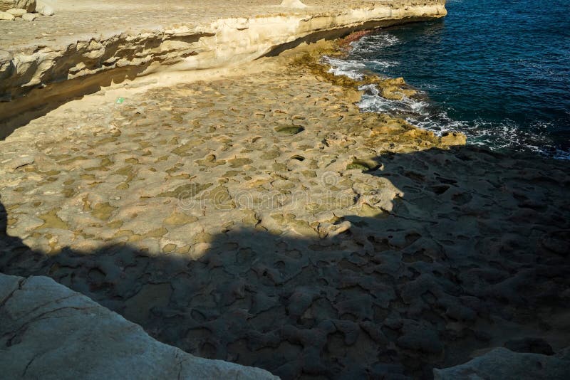 Saint Peter Pools Malta Rock Formation Hole on Rocks Stock Image ...