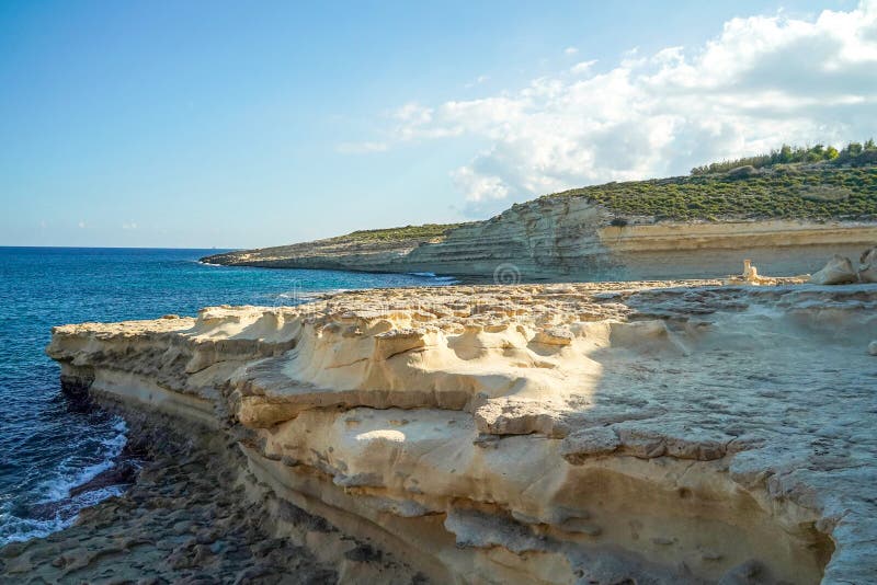 Saint Peter Pools Malta Rock Formation Hole on Rocks Stock Photo ...