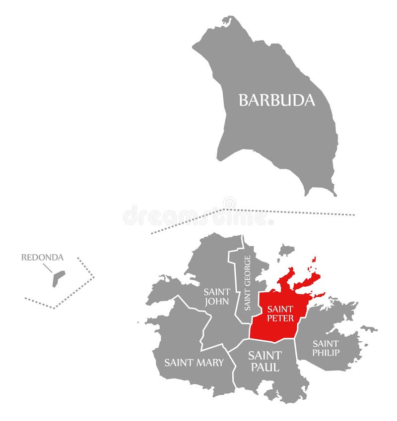 Saint Peter Red Highlighted in Map of Barbados Stock Illustration ...