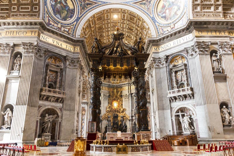 Saint Peter`s Basilica Art and Structure Inside the Basilica. Editorial ...