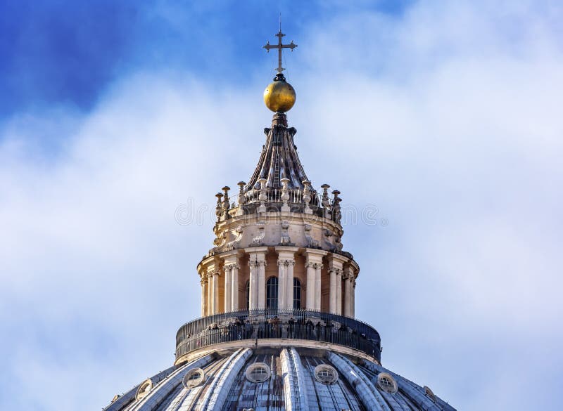 Saint Peter& X27;s Basilica Dome Cross Vatican Rome Italy Stock Photo ...