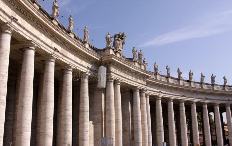 Saint Peter S Square Colonnade Stock Image - Image of church, statues ...