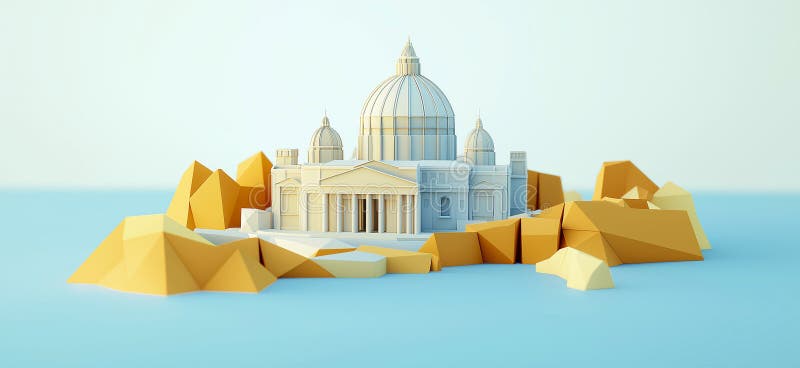 Saint Peters Basilica. 3D Rendering of St. Peter S Basilica Simple Low ...