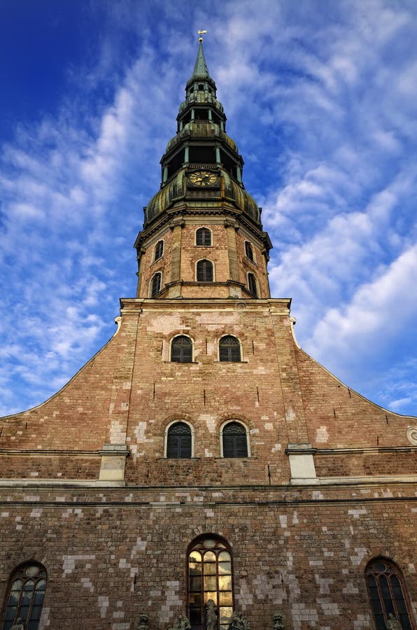 Saint Peters Church At Riga Old Town - Latvia Royalty Free Stock ...