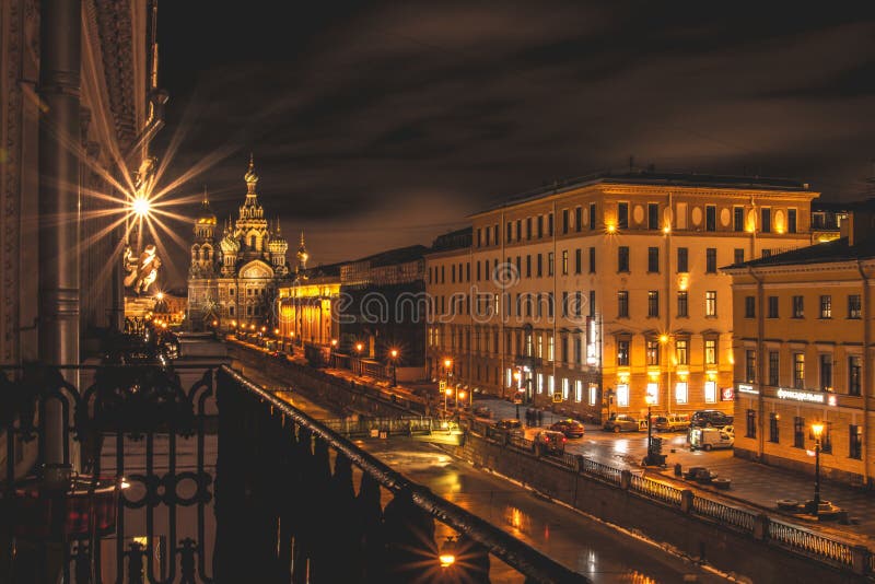 Saint Petersburg night editorial stock photo. Image of church - 97633148